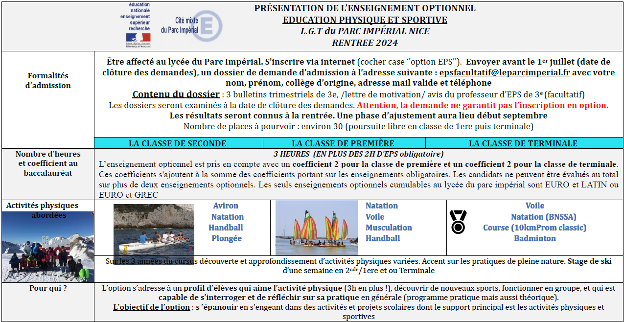 Options Lycée Parc Impérial > Le Parc Impérial